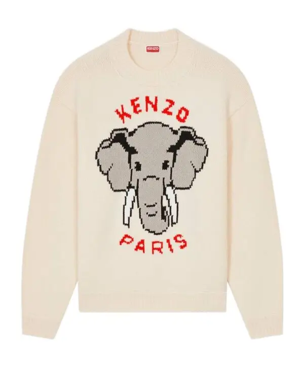 Kenzo Elephant Embroidered Jumper - White