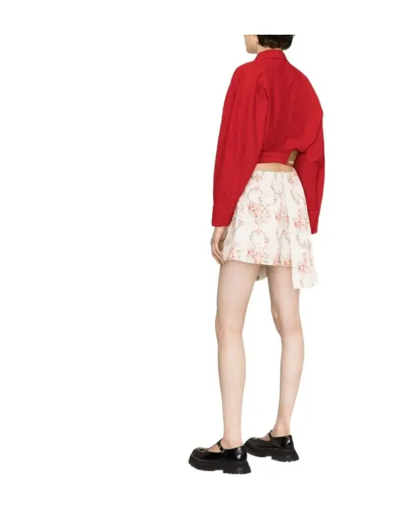Simone Rocha Floral Print Pleated Skirt - White