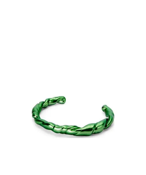 Loewe Sterling Silver Thin Nappa Twist Cuff - Green