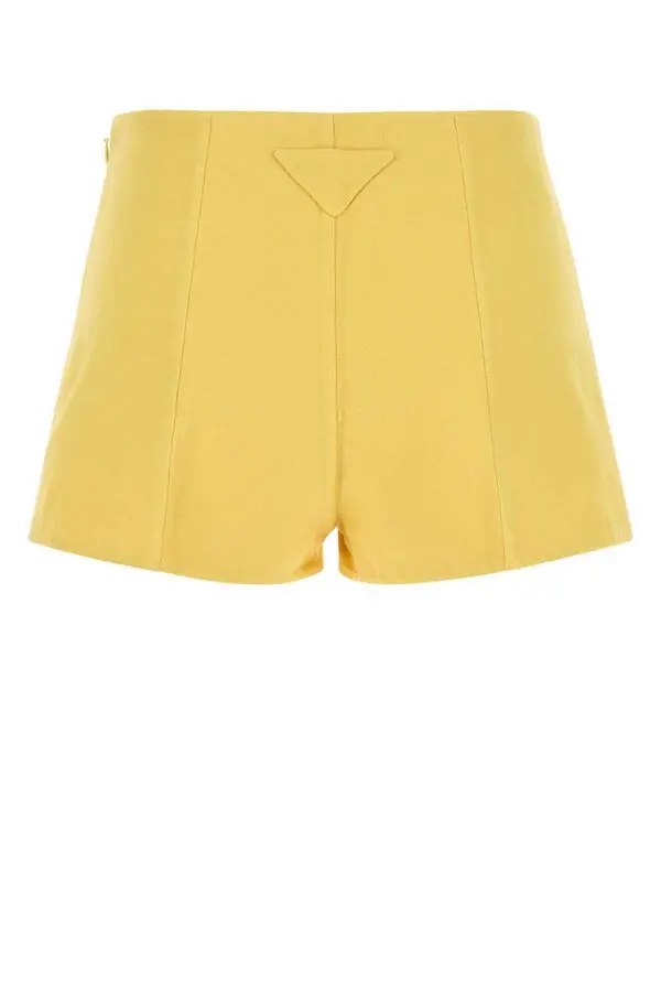 Prada Zip-up Shorts With Logo Detail - Yellow