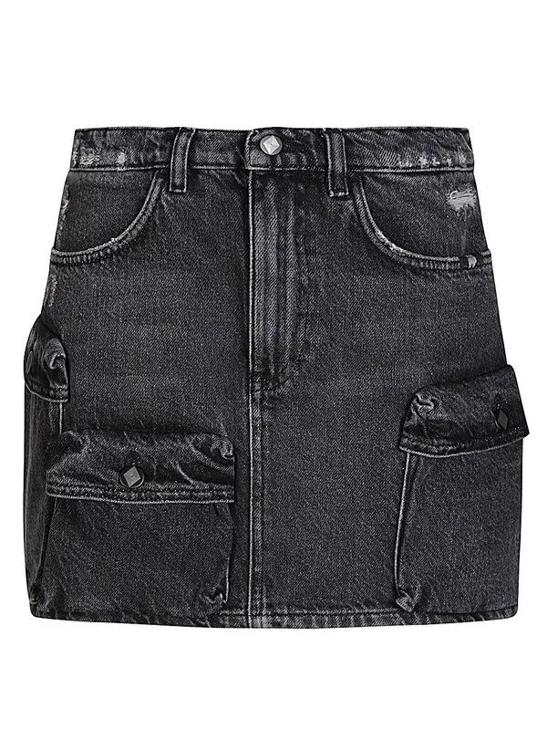 AMISH SUPPLIES Belt-loop Denim Mini Skirt - Black