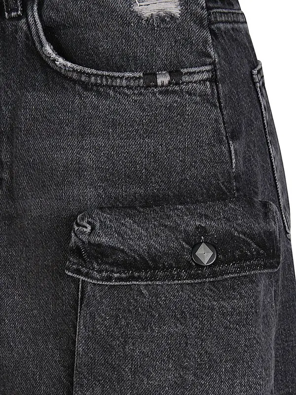 AMISH SUPPLIES Belt-loop Denim Mini Skirt - Black