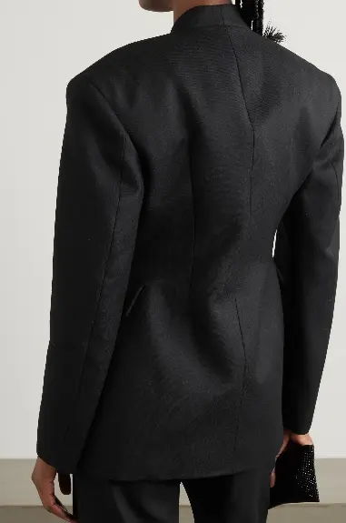 16Arlington Feather-trimmed Twill Suit Jacket