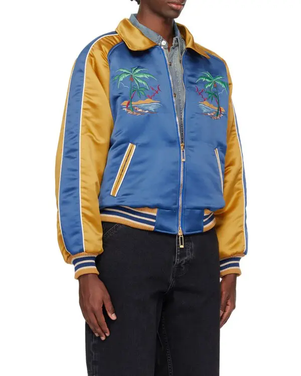 Rhude Palm Eagles Embroidered Bomber Jacket - Multicolor