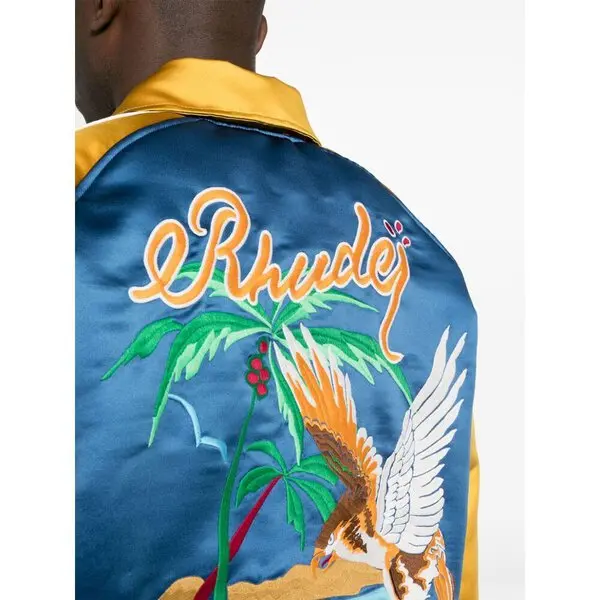 Rhude Palm Eagles Embroidered Bomber Jacket - Multicolor