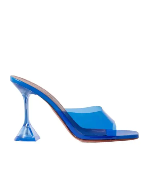 Amina Muaddi Electric Pvc And Leather Mules - Blue