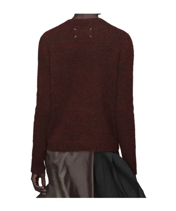 MAISON MARGIELA Crewneck Knit Top With Ribbed Details And Four-stitch Back