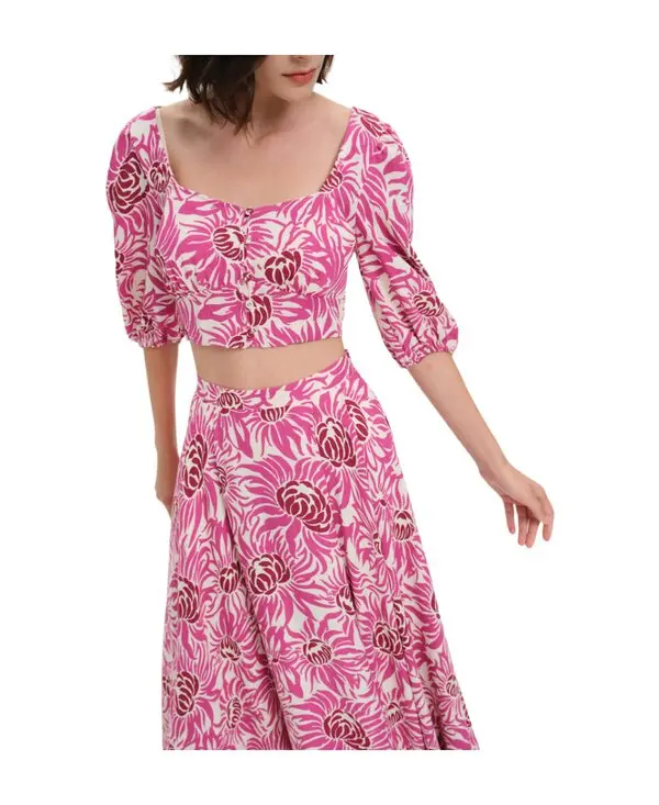 Diane Von Furstenberg Floral Print Heart Neck Top