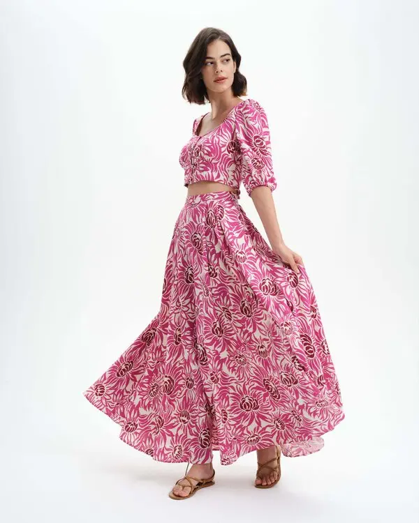 Diane Von Furstenberg Floral Print Heart Neck Top