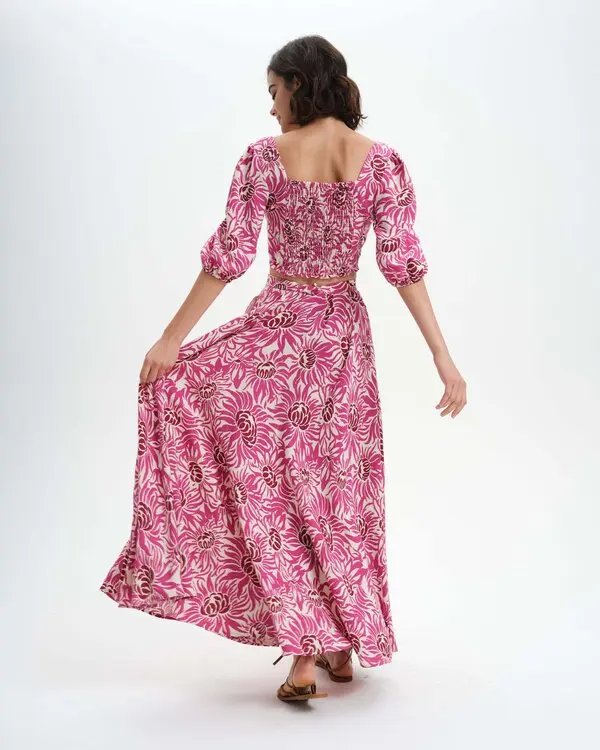 Diane Von Furstenberg Floral Print Heart Neck Top