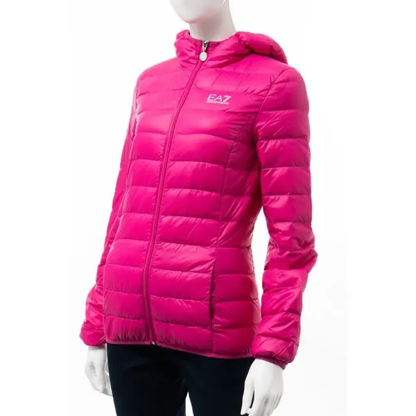 EA7 Quilted Down Jacket With Hood - Pink