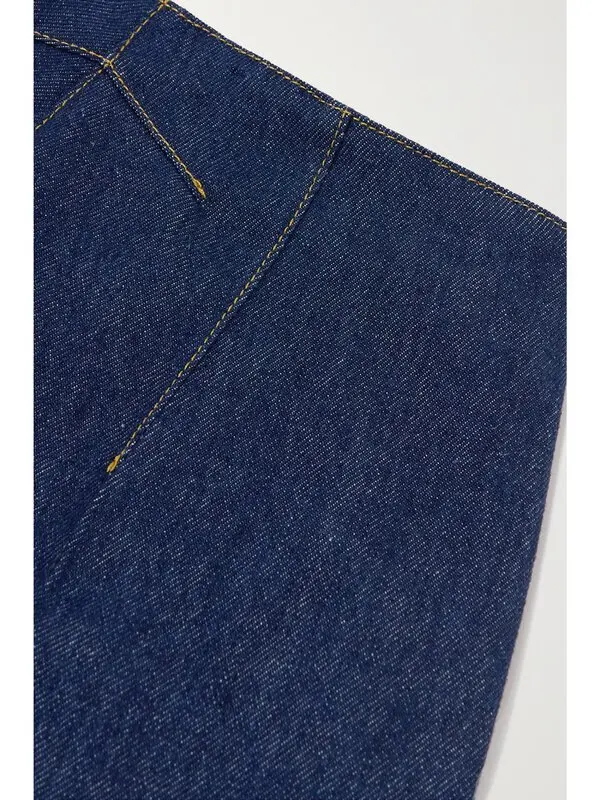 PATOU High-waisted Belted Wide-leg Denim Trousers