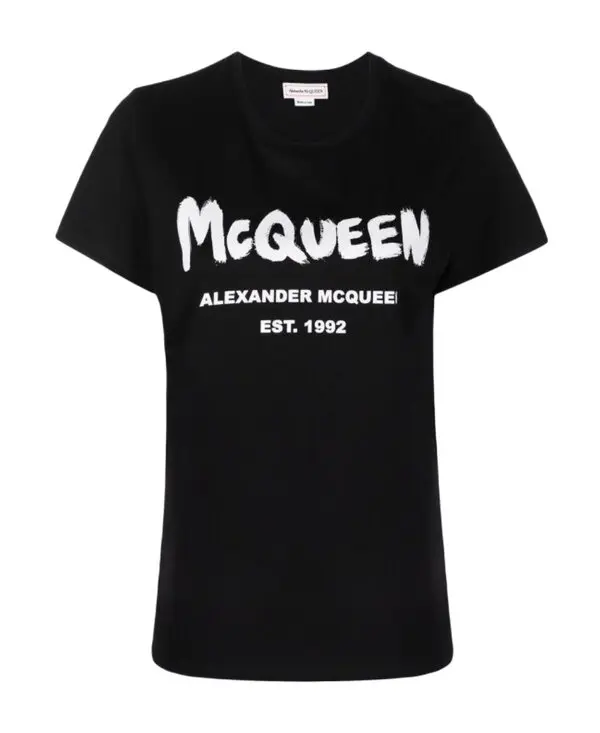 Alexander McQueen Logo Print Crewneck T-shirt - Black