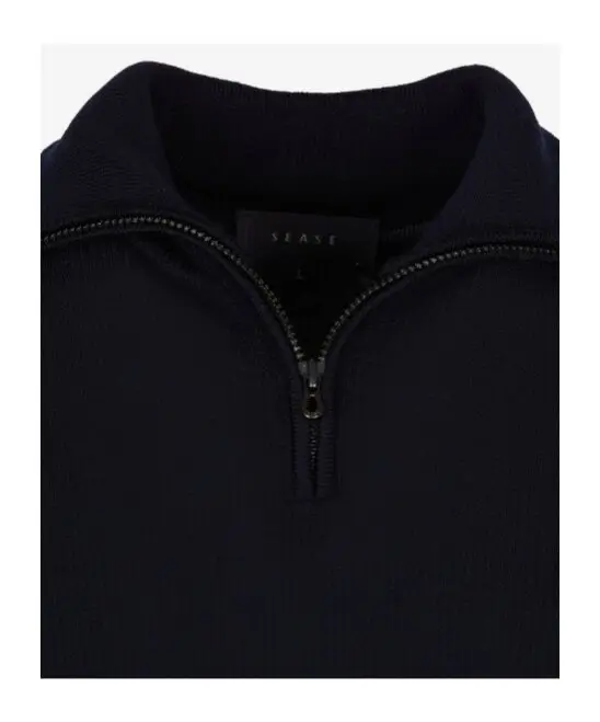 Sease Stand Collar Knitwear With Half-length Zip - Midnight Blue