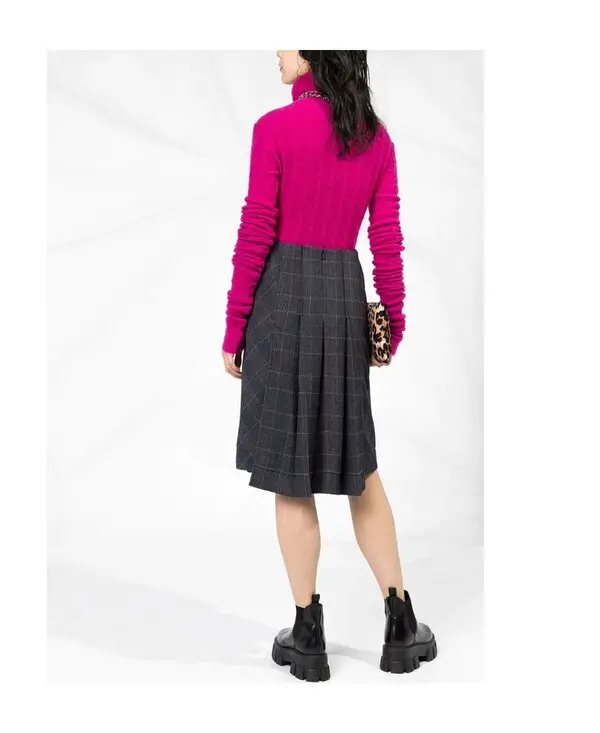 Chloé Checked Pleated Asymmetrical Skirt