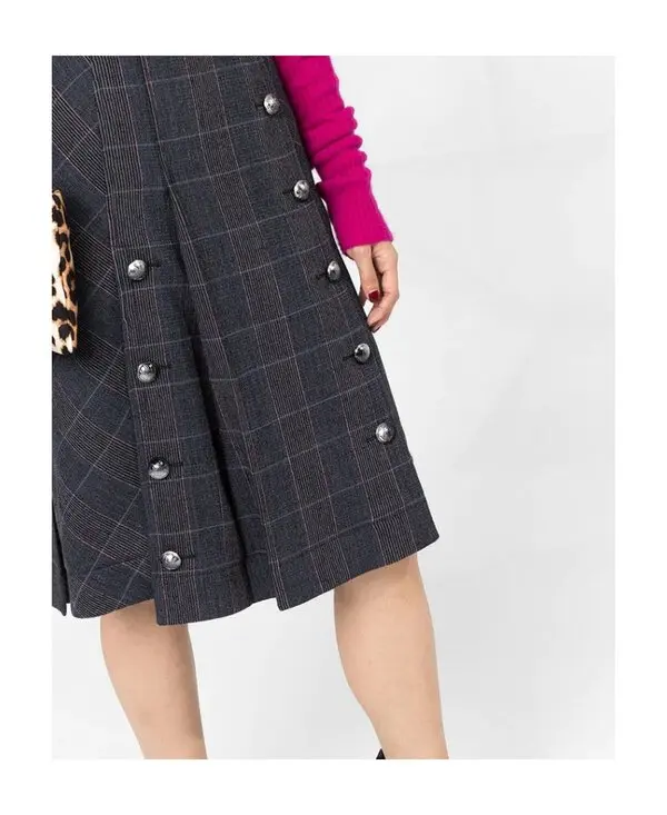 Chloé Checked Pleated Asymmetrical Skirt