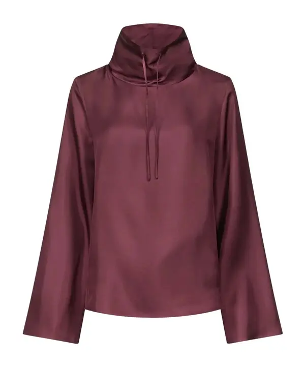 Loulou De Saison Drawstring-neck Wide-sleeve Top - Prune