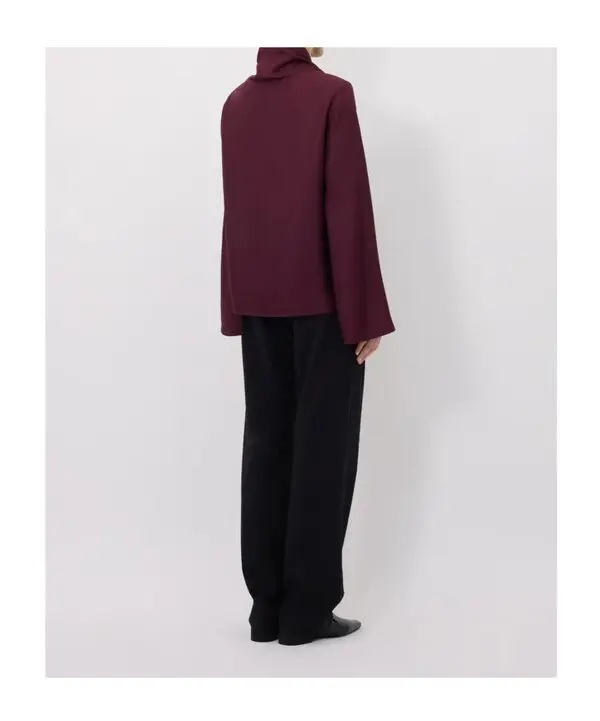 Loulou De Saison Silk Twill Drawstring Neck Top - Prune