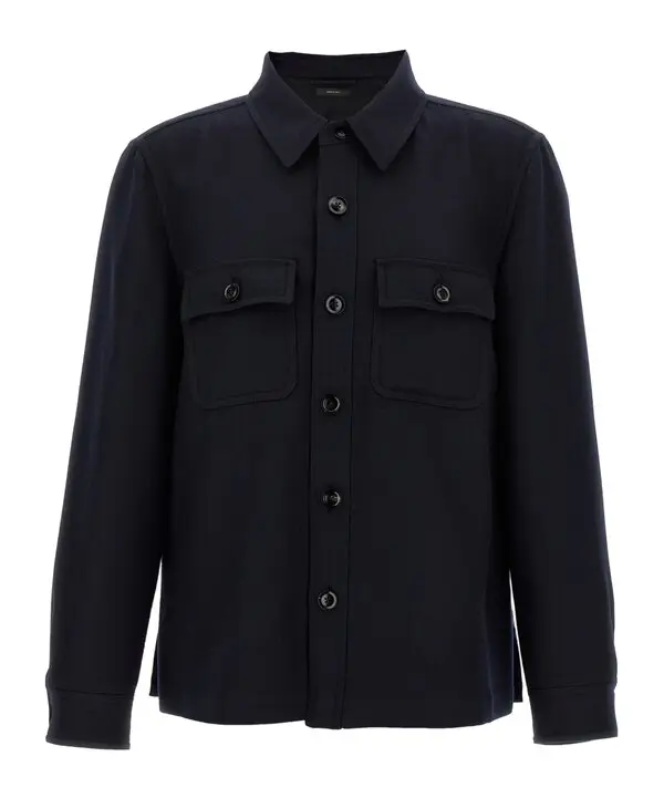 TOM FORD Button-down Flap-pocket Shirt Jacket - Blue