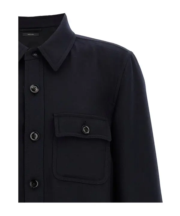 TOM FORD Button-down Flap-pocket Shirt Jacket - Blue
