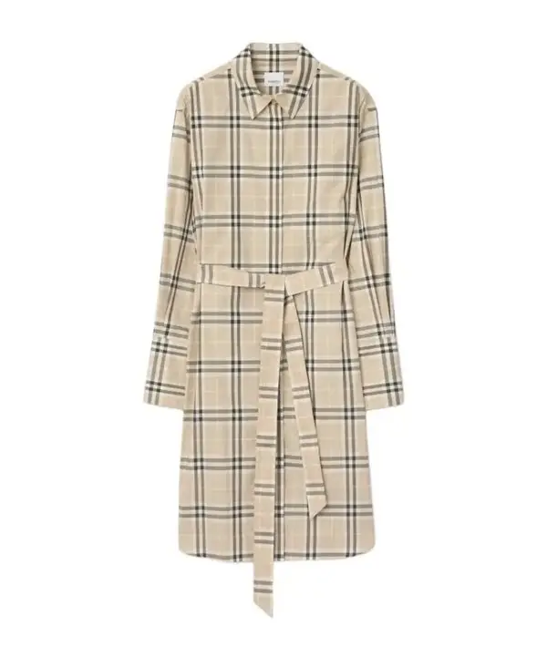Burberry Check Stretch Cotton Shirt Dress - Nude
