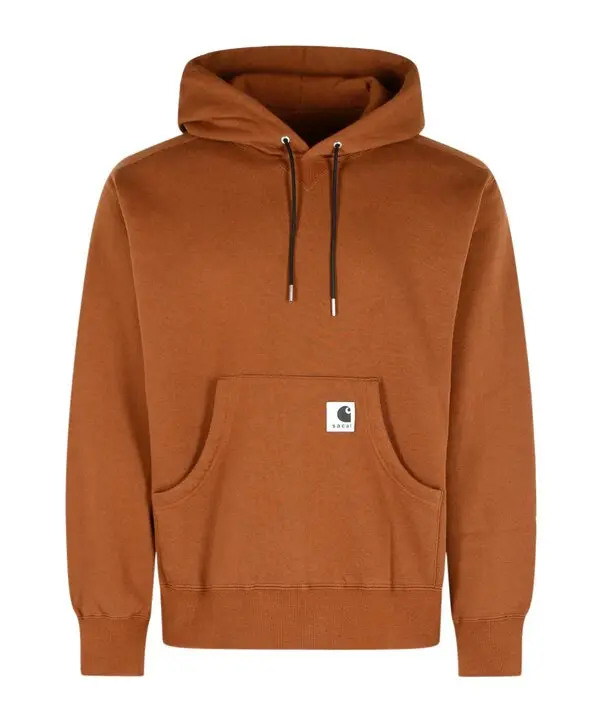 Sacai X Carhartt Wip Logo Patch Drawstring Hoodie - Brown