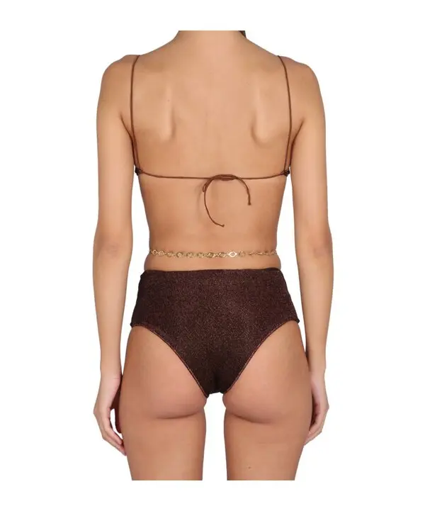 Oseree Metallic Detail Two-piece Bikini - Chocolate