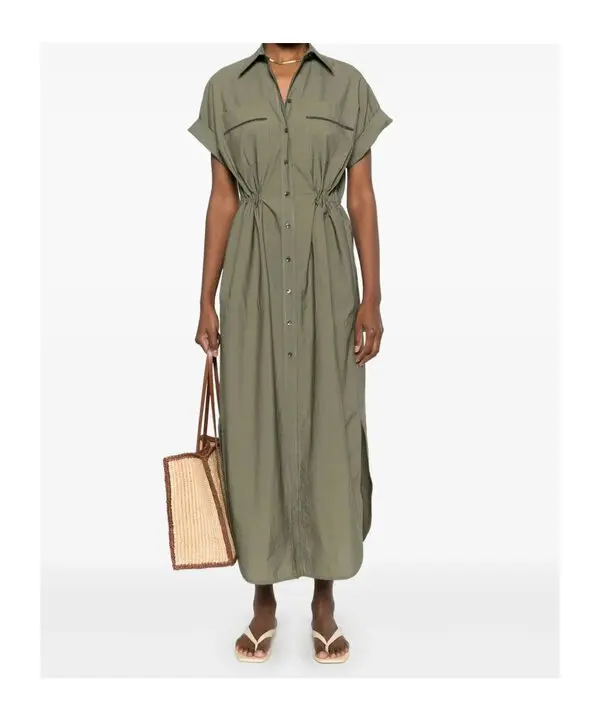 Brunello Cucinelli Monile Detailed Short Sleeved Midi Dress