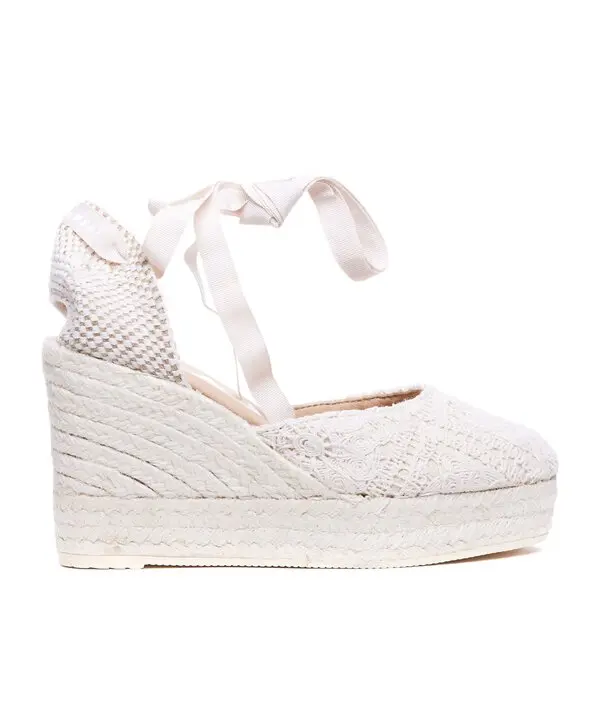 Manebí Yucatán Crochet Wedge Espadrilles - White