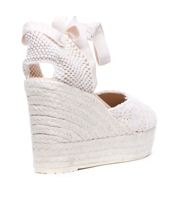 Manebí Yucatán Crochet Wedge Espadrilles - White