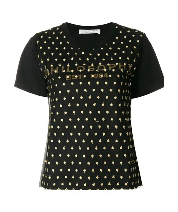 Philosophy Di Lorenzo Serafini Lace Embellished Short Sleeve T-shirt