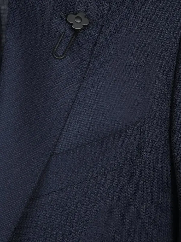 LARDINI Virgin Wool Single-breasted Blazer - Black