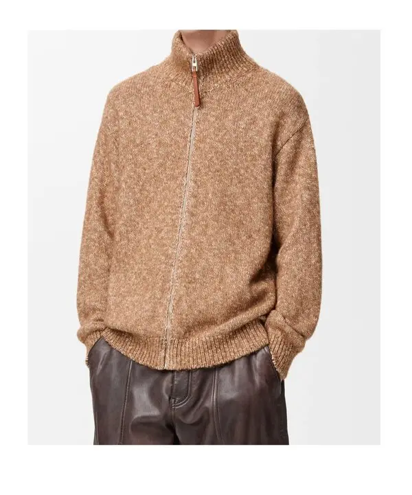 Loewe Monogram Intarsia Knitted Cardigan - Light Brown