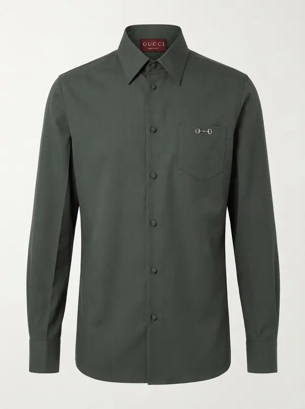 Gucci Horsebit Technical Panama Shirt - Grey