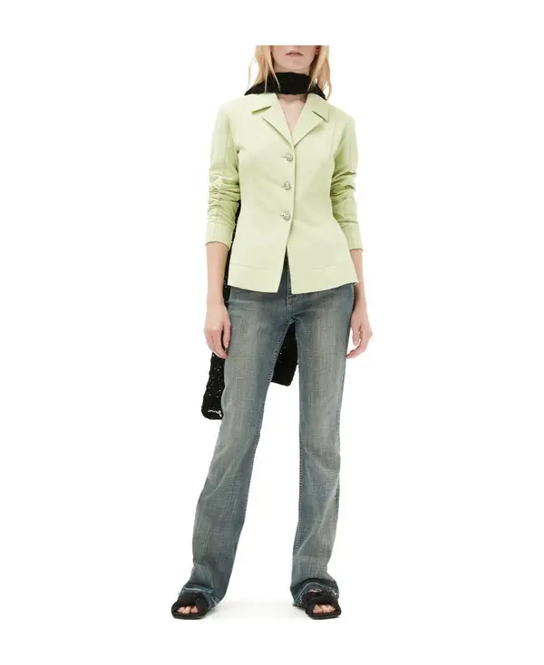 GANNI Stretch Suiting Shirt Blazer With Button Front