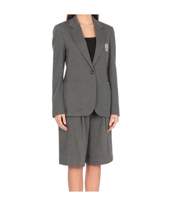 Brunello Cucinelli Single-breasted Blazer With Logo Patch - Black