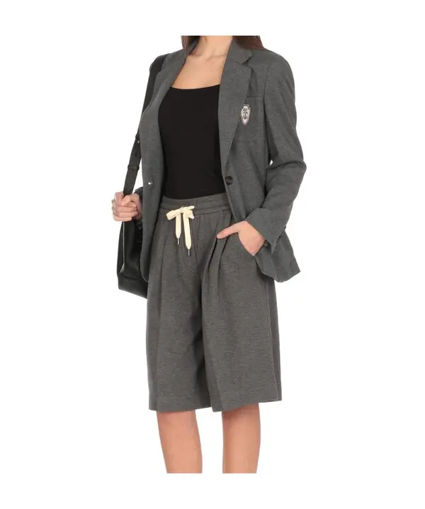 Brunello Cucinelli Single-breasted Blazer With Logo Patch - Black