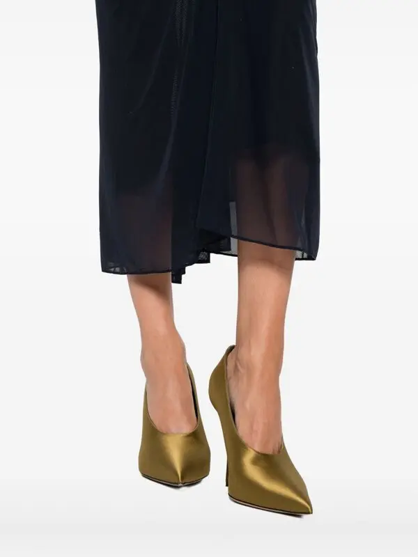 MUGLER Ruched Mesh Skirt - Black