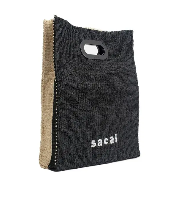 Sacai Logo Embroidered Woven Tote Bag
