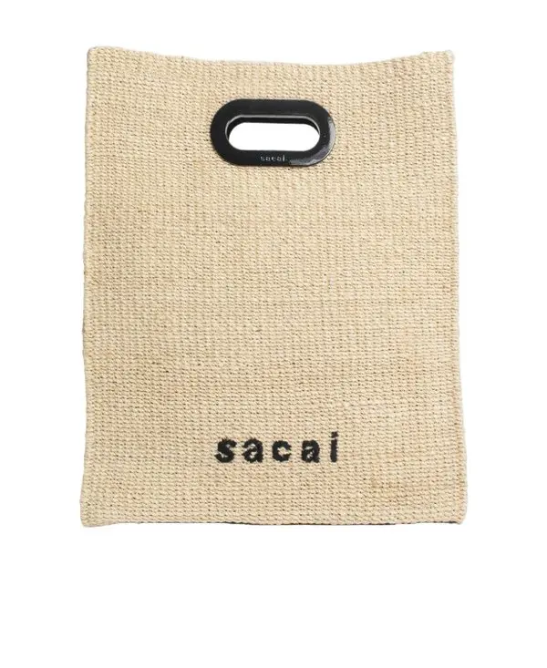 Sacai Logo Embroidered Woven Tote Bag