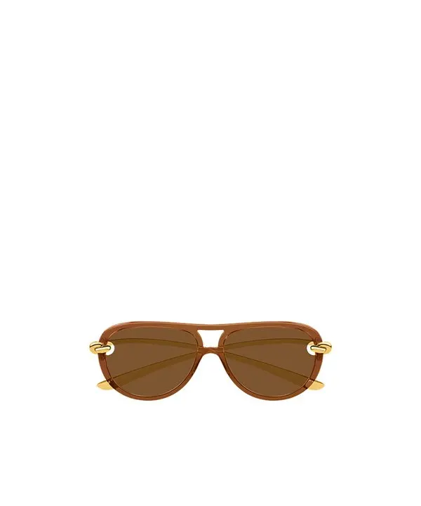 Bottega Veneta Aviator Frame Sunglasses - Brown