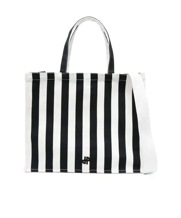 PATOU Large Jp Striped Tote Bag - White/black