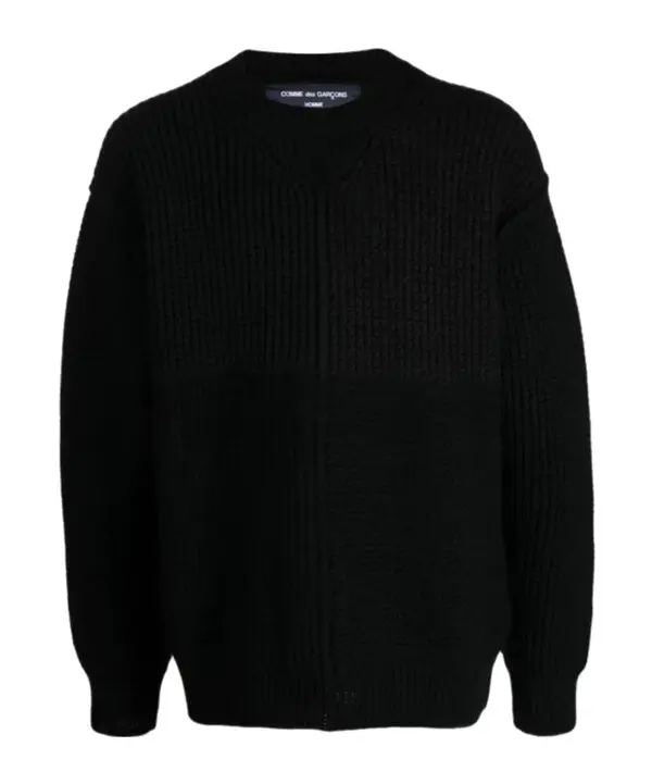 Comme Des Garçons Textured Crew Neck Sweater - Black