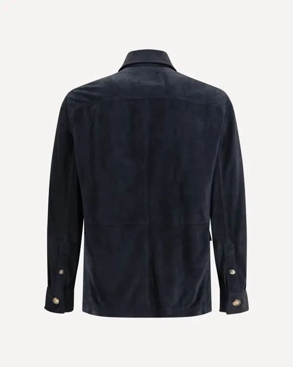 Brunello Cucinelli Unlined Safari Jacket With Horn Buckles - Navy Blue