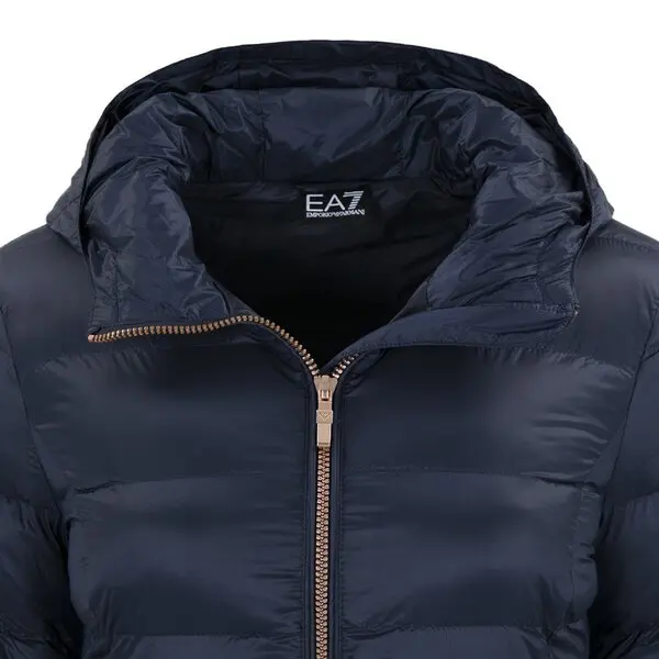 EA7 Logo Hooded Down Jacket - No