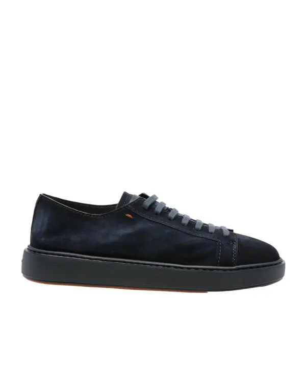 Santoni Low-top Sneakers With Flat Laces And Rubber Sole - Black