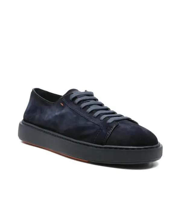 Santoni Low-top Sneakers With Flat Laces And Rubber Sole - Black
