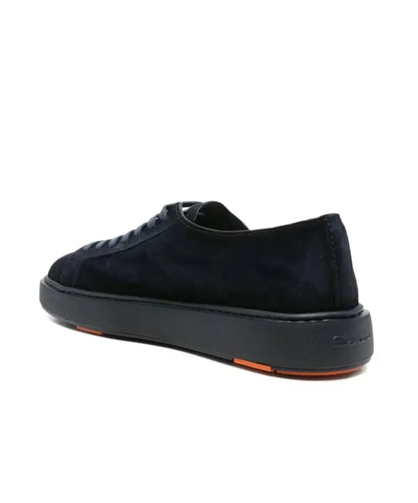 Santoni Low-top Sneakers With Flat Laces And Rubber Sole - Black
