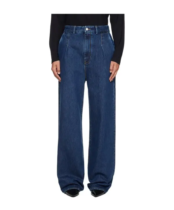 Loulou De Saison Pleated Straight Leg Jeans - Washed Blue