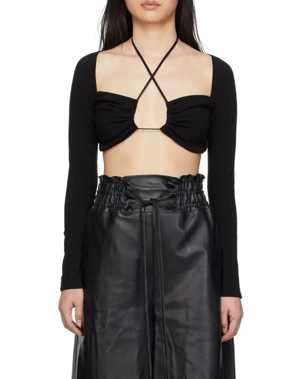 Rosetta Getty Logo Long Sleeve Cropped Top